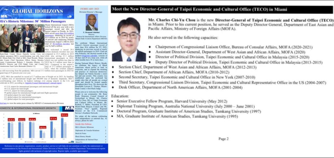 Director General Chou’s bio was introduced in the Diplomatic & Consular ...